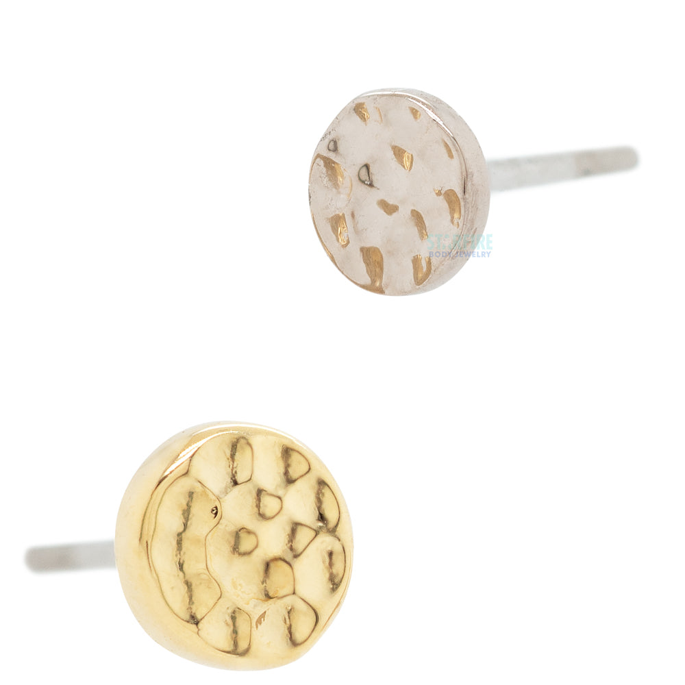 Anatometal threadless: Hammered Disk End in Gold – Starfire Body Jewelry Company