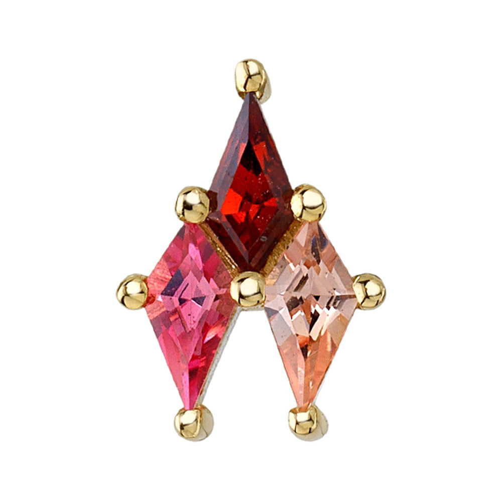 BVLA - Body Vision "Houndstooth" Threaded End in Gold with Padparadscha Sapphire, Garnet ...
