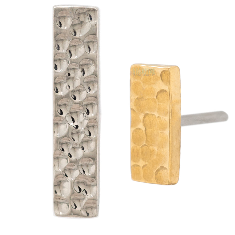 Anatometal threadless: Hammered Rectangle End in Gold – Starfire Body Jewelry Company