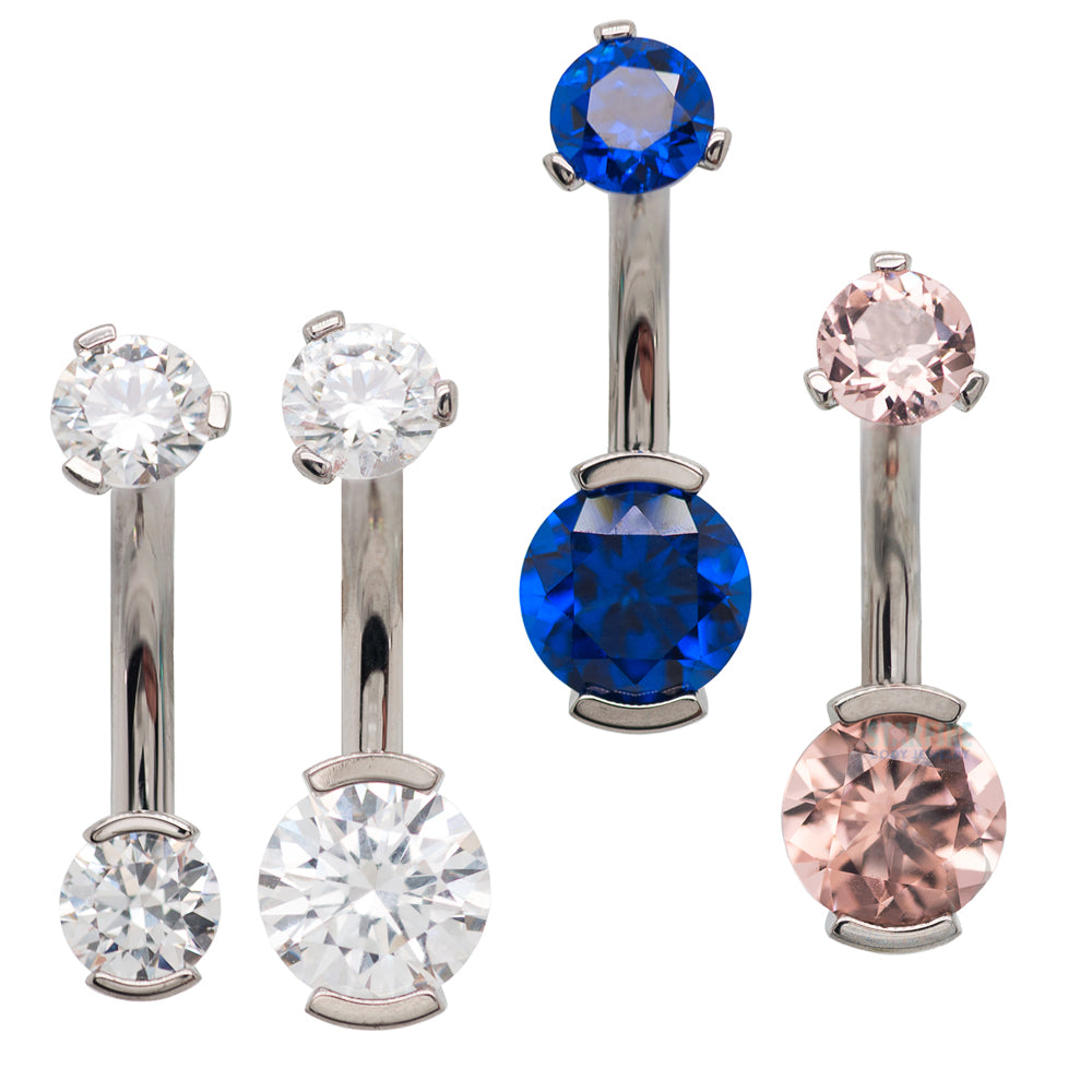 Industrial Strength 2 Prong-Set Faceted Gem Navel Curve – Starfire Body ...