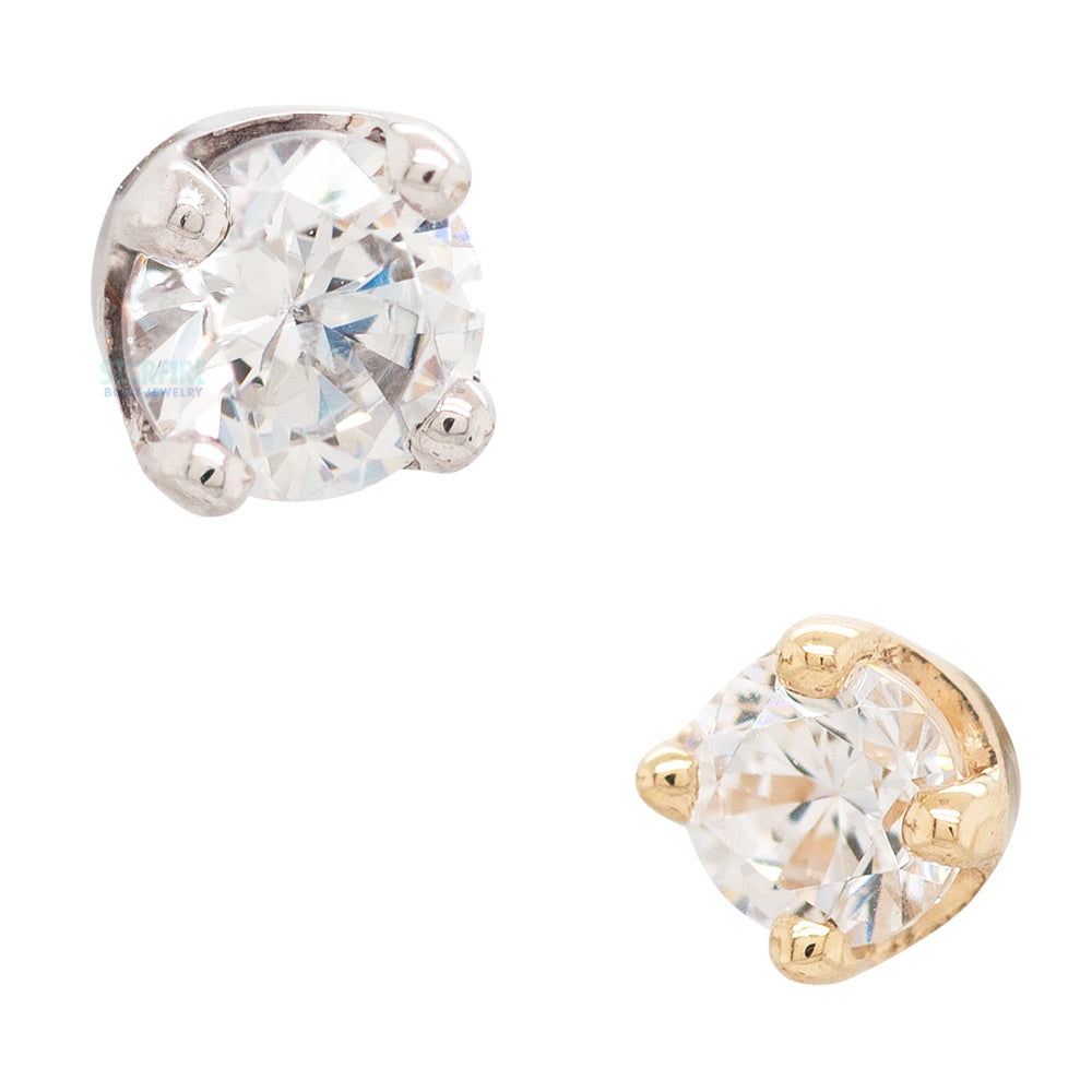 BVLA - Body Vision Four Prong-Set Threaded End in Gold with White CZ ...