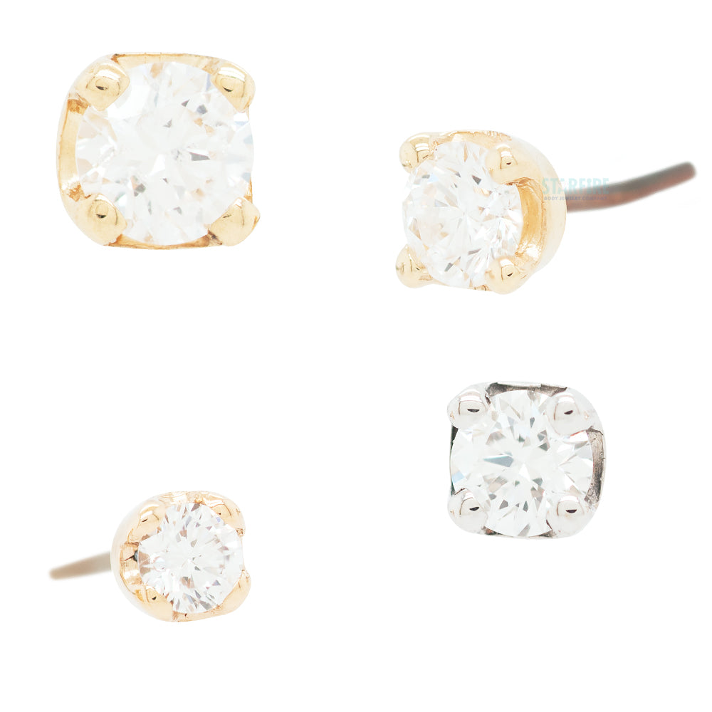 BVLA - Body Vision threadless: Four Prong Pin in Gold with DIAMOND ...