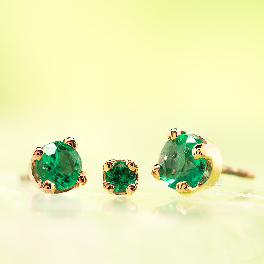 BVLA - Body Vision threadless: Four Prong Pin in Gold with Emerald ...