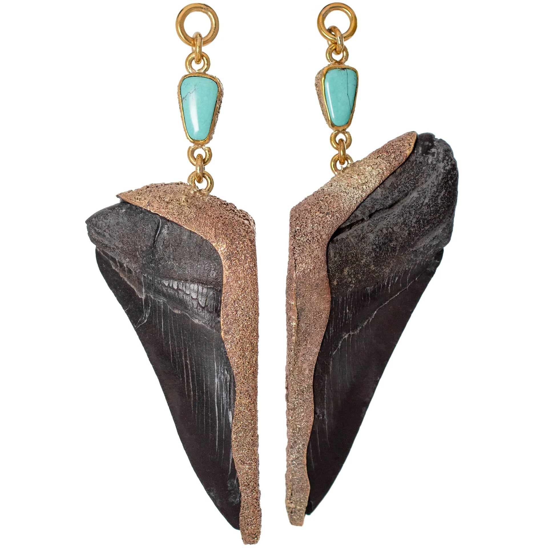 Diablo Organics Split Megalodon (Shark) Teeth Hangers with Turquoise ...