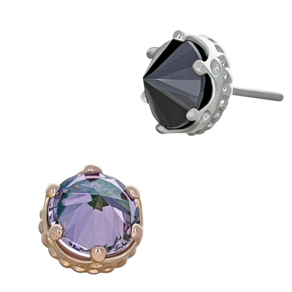 Anatometal threadless: 3.5mm "Queen" Crown End in Gold with Reverse-Set ...