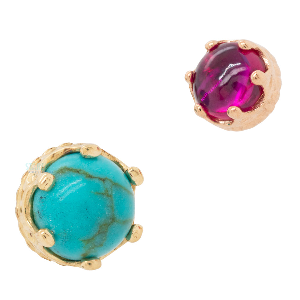 Anatometal threadless: "Queen" Crown End in White Gold with Stone ...