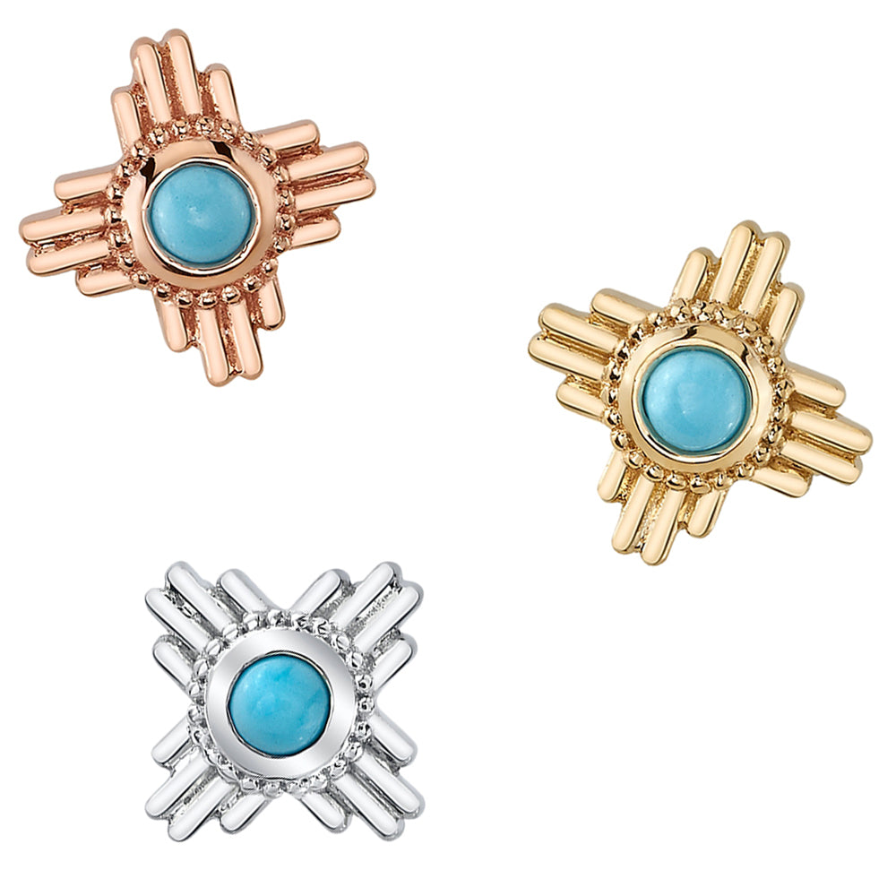 BVLA - Body Vision threadless: "Zia" Pin in Gold with Turquoise ...