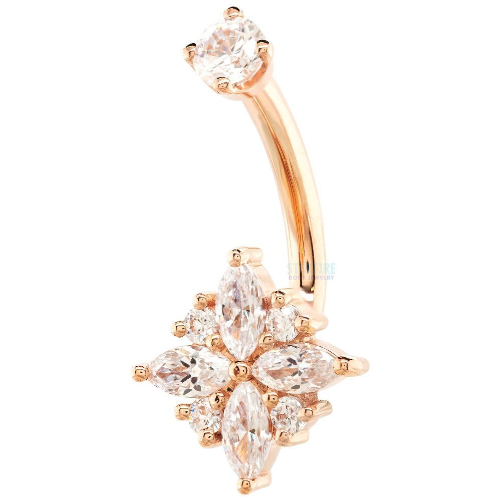 Body Vision - BVLA "Pleades" Navel J Curve in Gold & Platinum with ...
