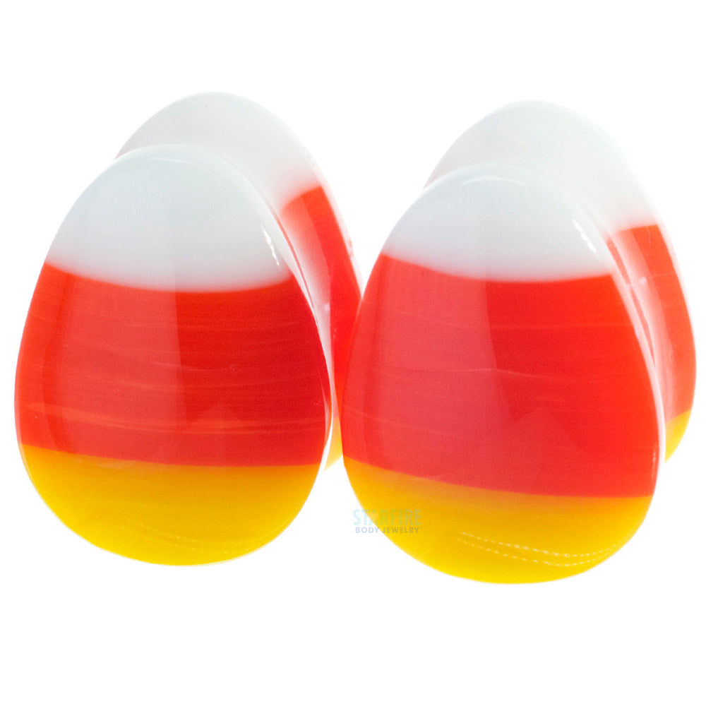 Gorilla Glass Candy Corn Glass Teardrop Plugs – Starfire Body Jewelry ...