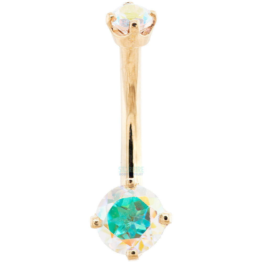 Body Vision - BVLA Prong-Set Navel Curve in Gold with Mercury Mist ...