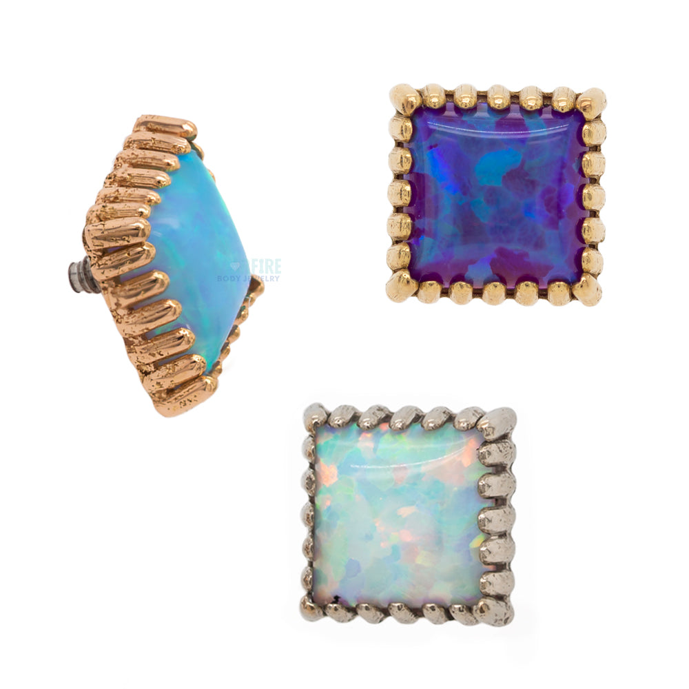 Anatometal Square Opal Threaded End in Gold – Starfire Body Jewelry Company