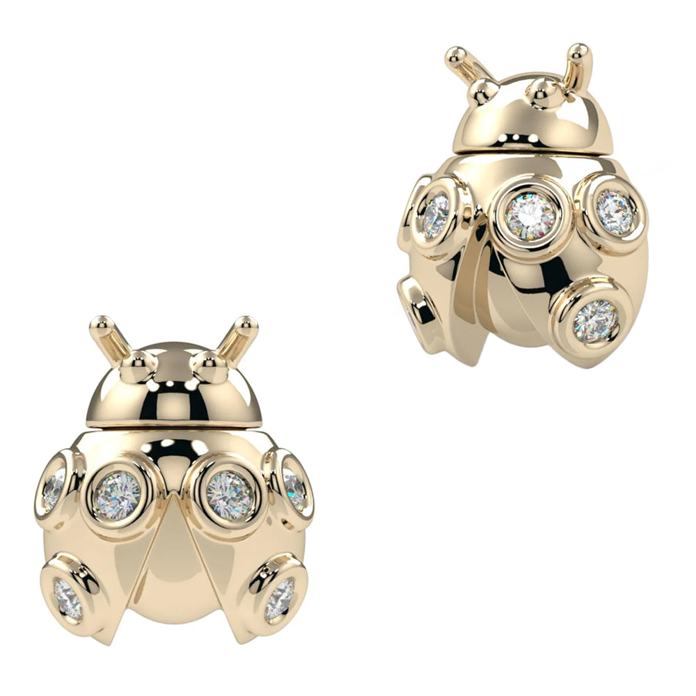 Kiwi Diamond Gem Ladybug Threaded End in Gold & Platinum with CZ ...