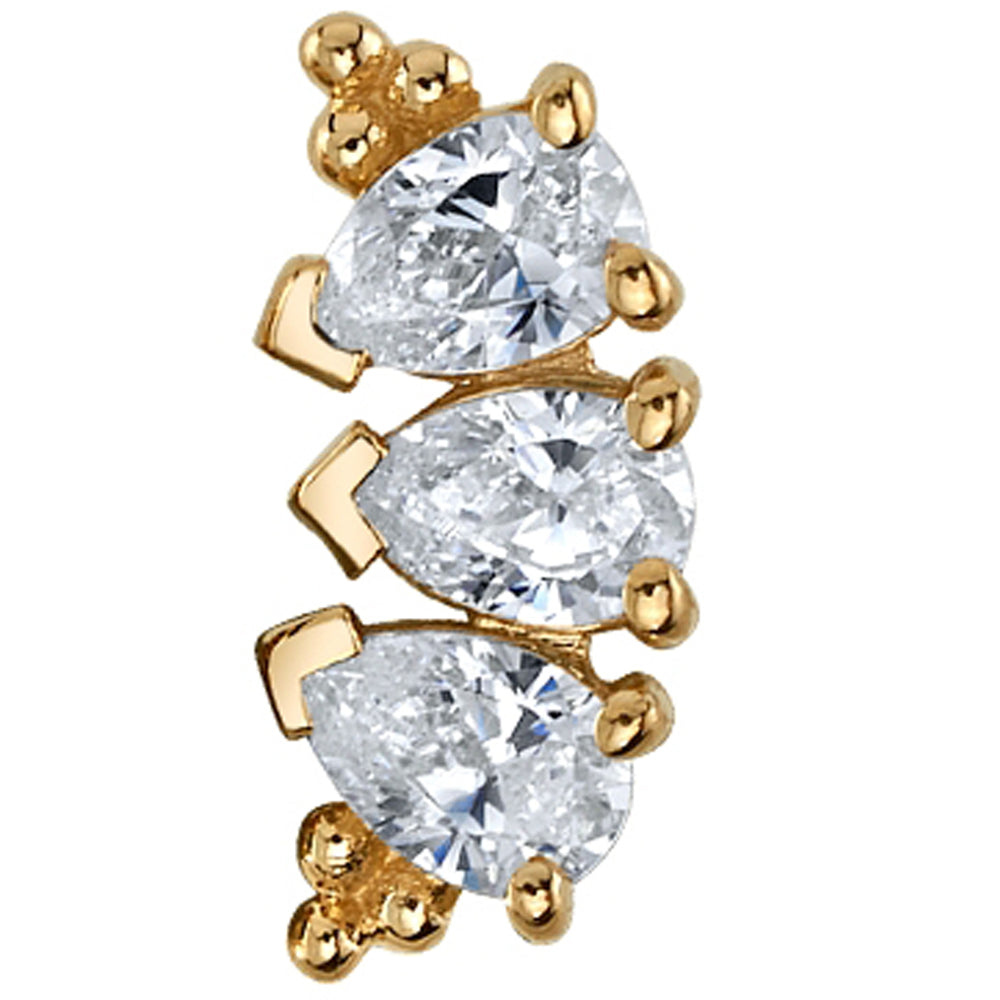 BVLA - Body Vision 6 Gem Pear "Panaraya" Threaded End in Gold with ...