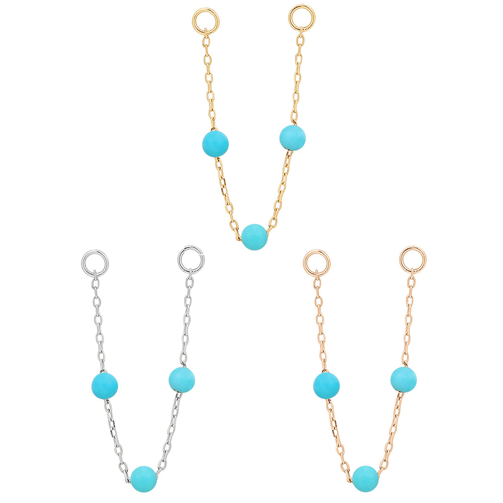 Buddha Jewelry Organics 3 Bead Chain Attachment in Gold with Turquoise ...