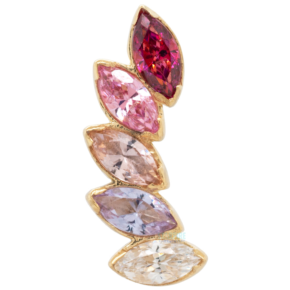 Anatometal threadless: 5 Gem "Fanfare" End in Gold with Brilliant-Cut ...