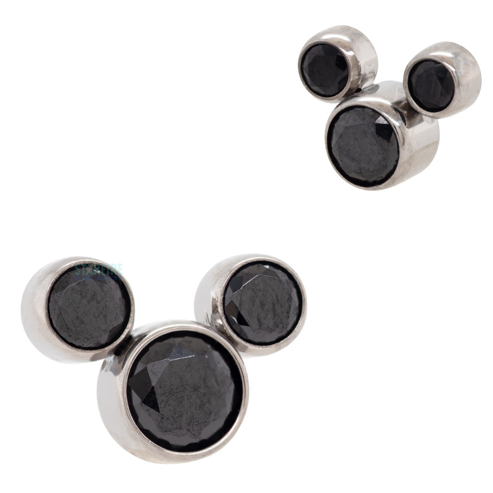 Anatometal threadless: "Mickey" with Brilliant-Cut Gem Cluster End ...