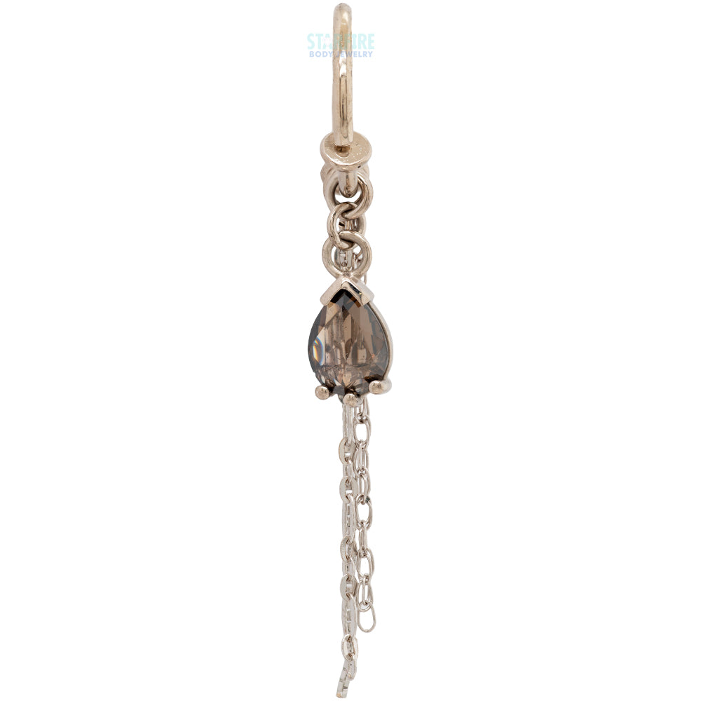 Mettle & Silver Pear Rose Cut Chocolate Diamond Seam Ring with Chains ...