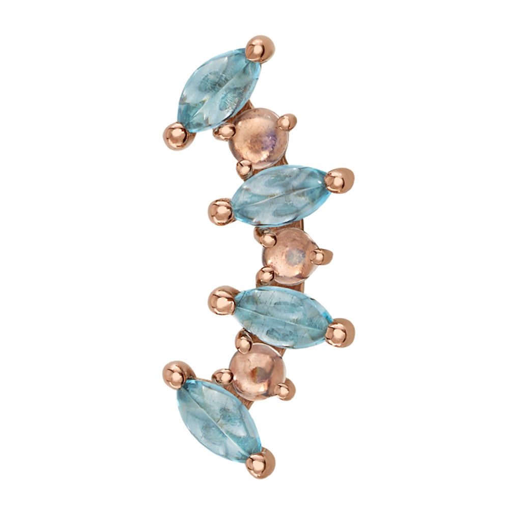 BVLA - Body Vision Tiny "Sara" Threaded End in Gold with Swiss Blue Topaz Cabochon & Rainbow ...