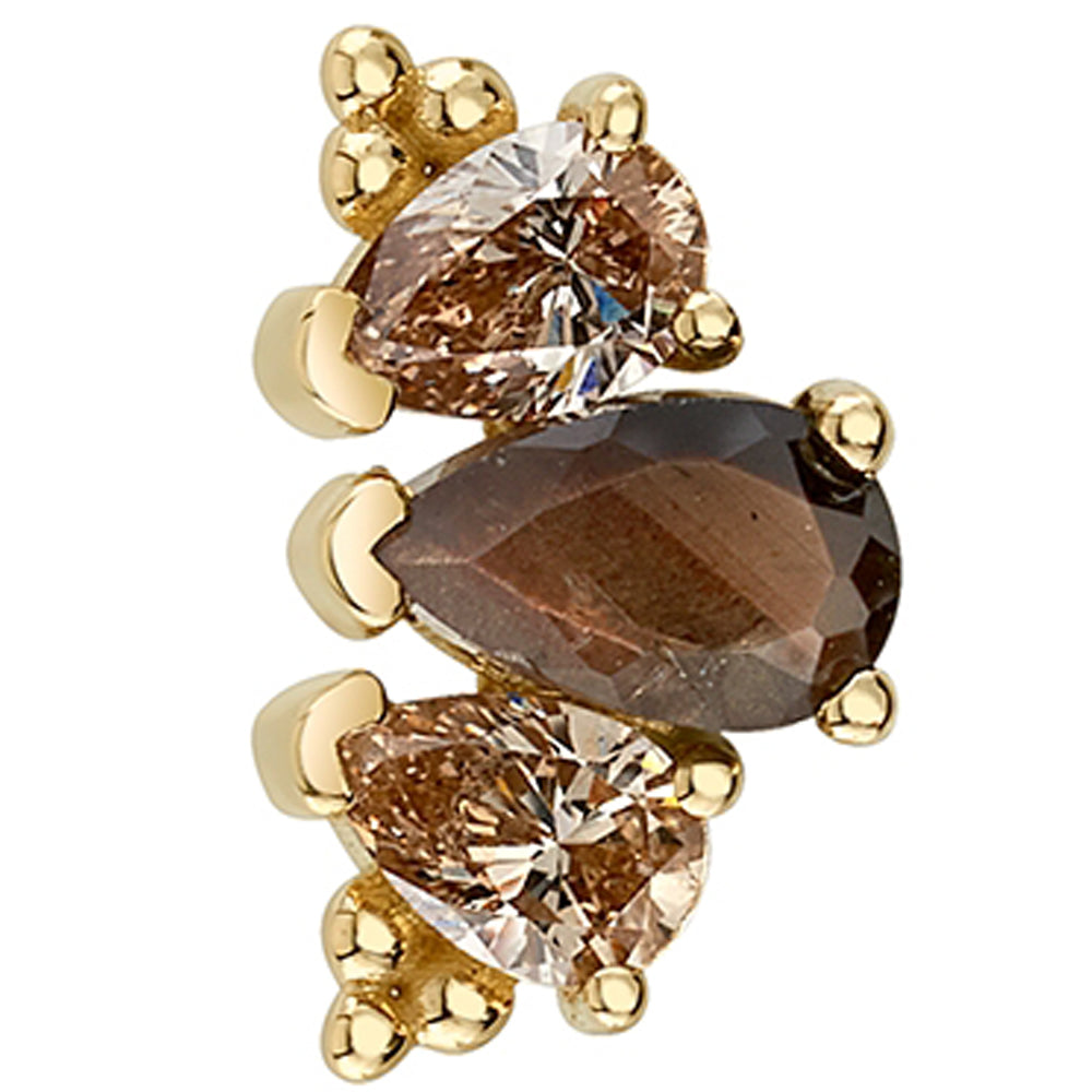 BVLA - Body Vision "Graduated 3 Gem Pear Panaraya" Threaded End in Gold ...