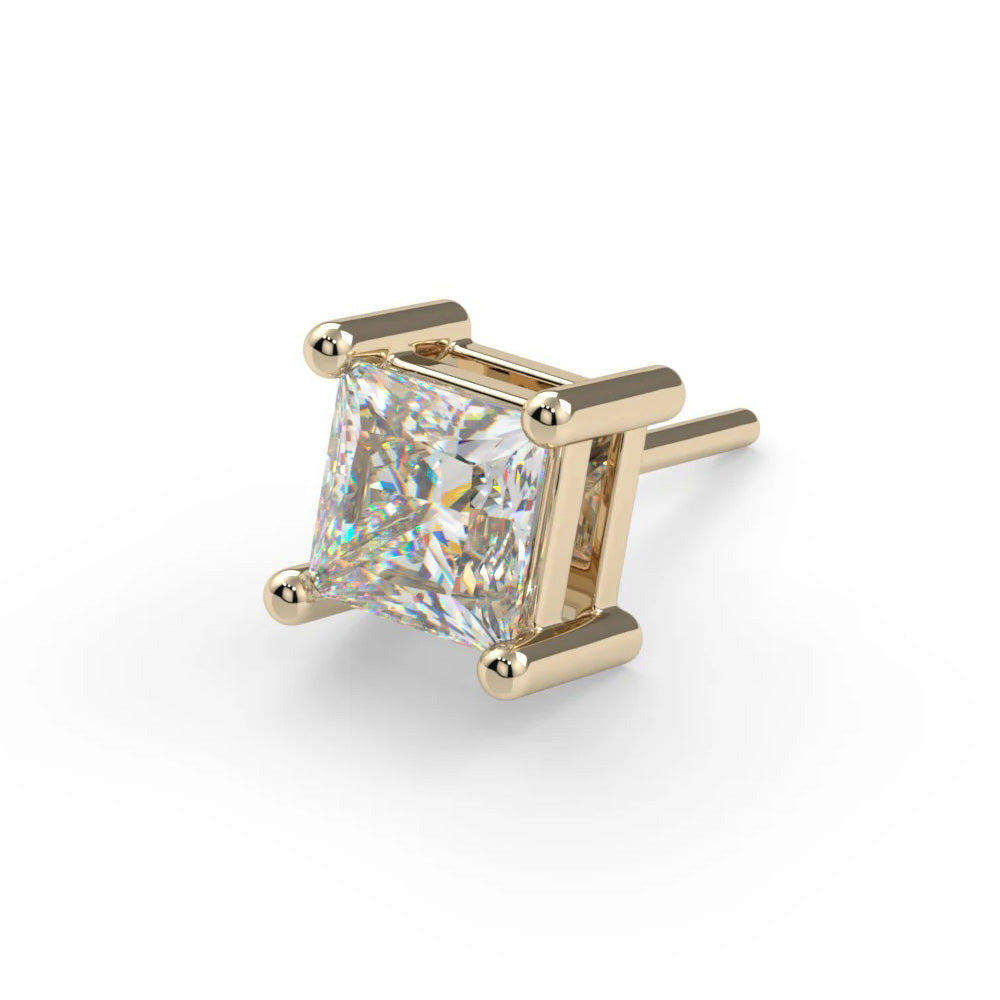Kiwi Diamond threadless: Prong-Set Princess-Cut End in Gold & Platinum ...