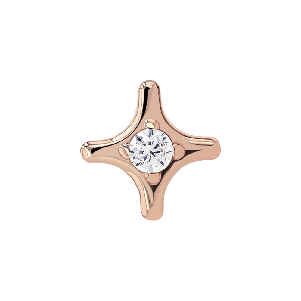 Anatometal "Hajduk" Threaded End in Rose Gold with Brilliant-Cut Gem ...
