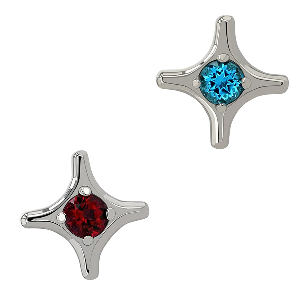 Anatometal "Hajduk" Threaded End in White Gold with Brilliant-Cut Gem ...
