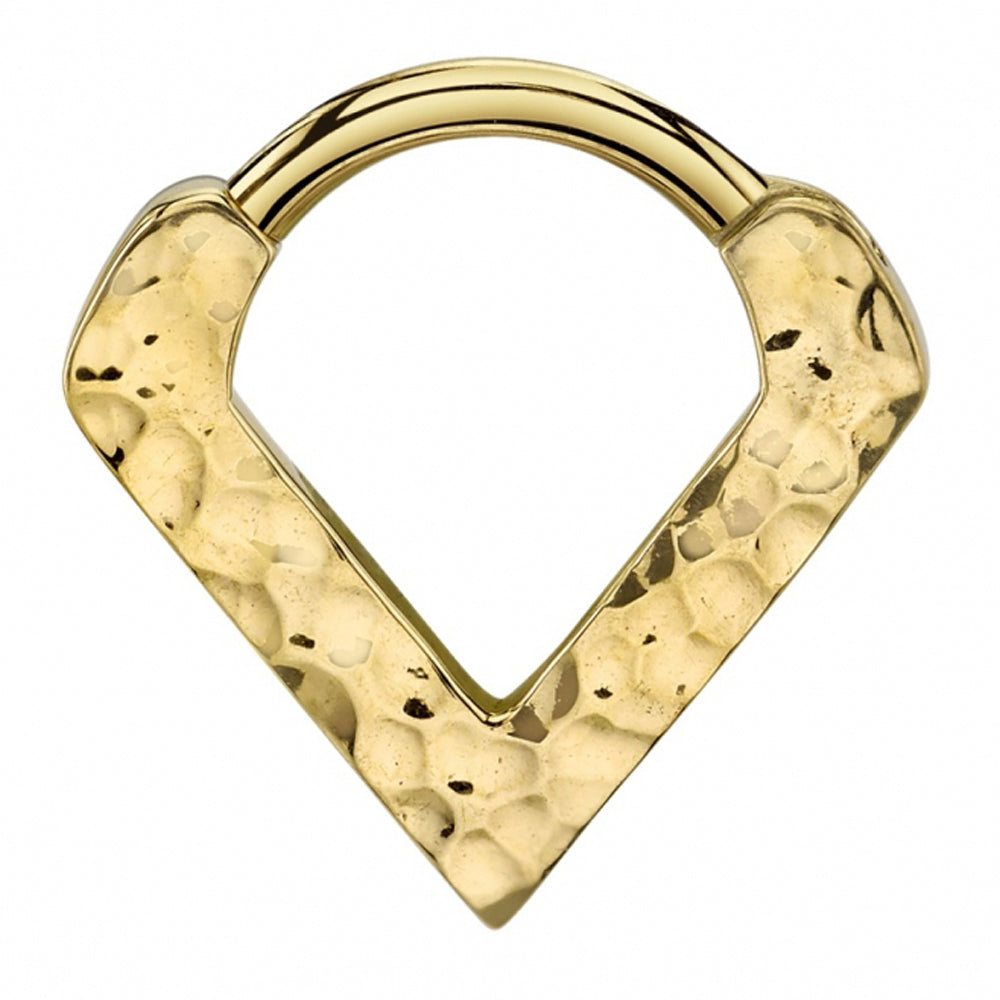 BVLA - Body Vision Hammered "Exotix V" Hinge V Ring in Gold – Starfire ...