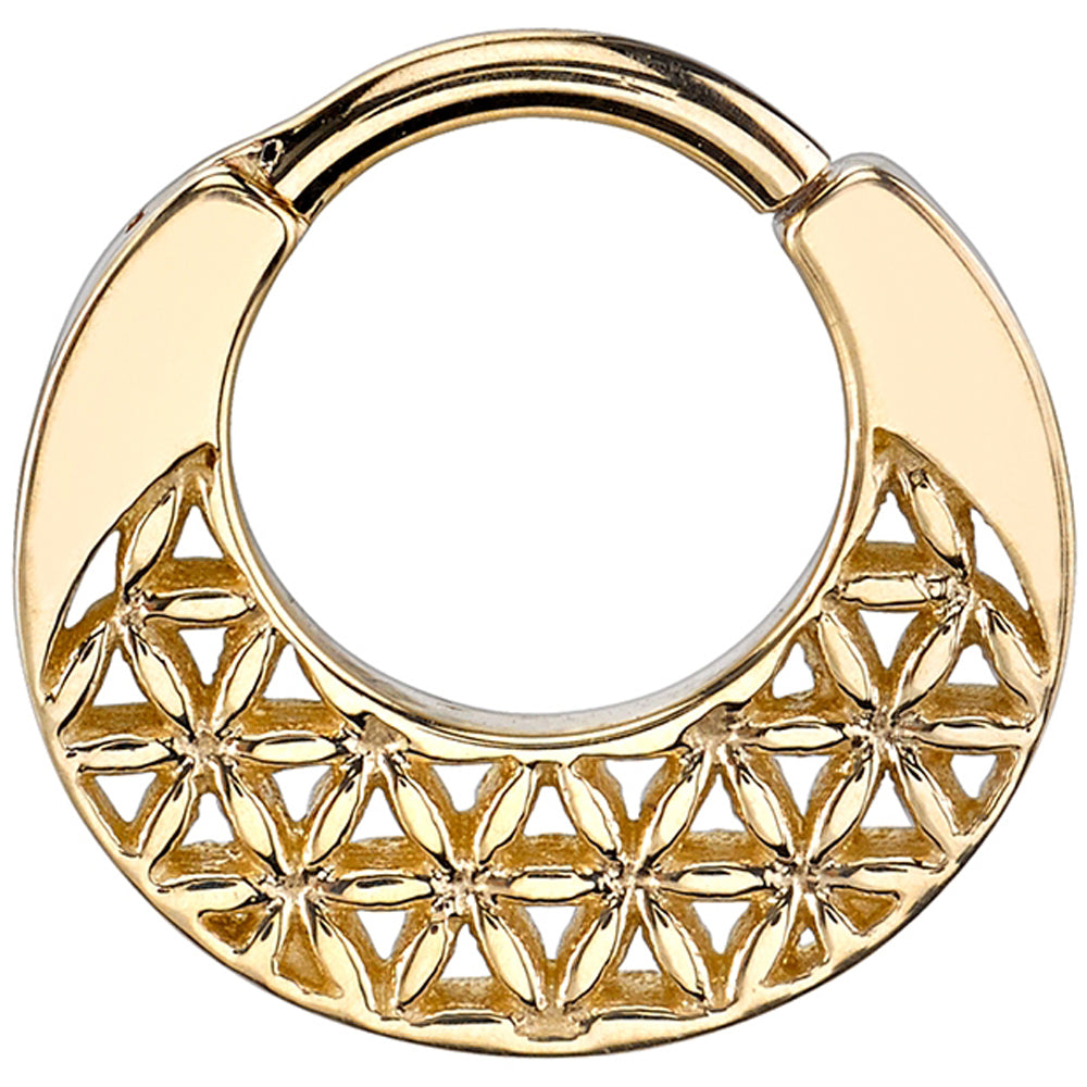 BVLA - Body Vision "Flower of Life" Hinge Ring in Gold – Starfire Body ...