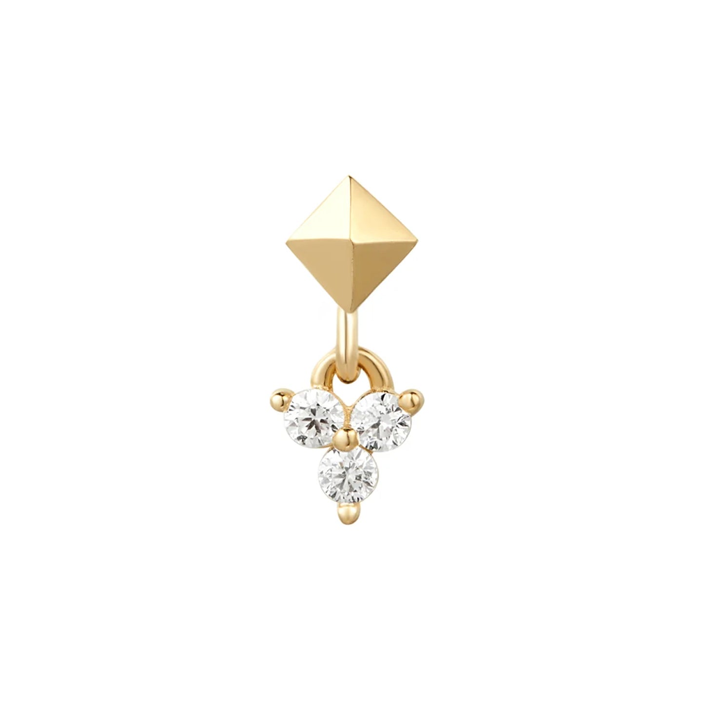 Ember Body Jewelry threadless: "Posh" End with Dangle in Gold with ...