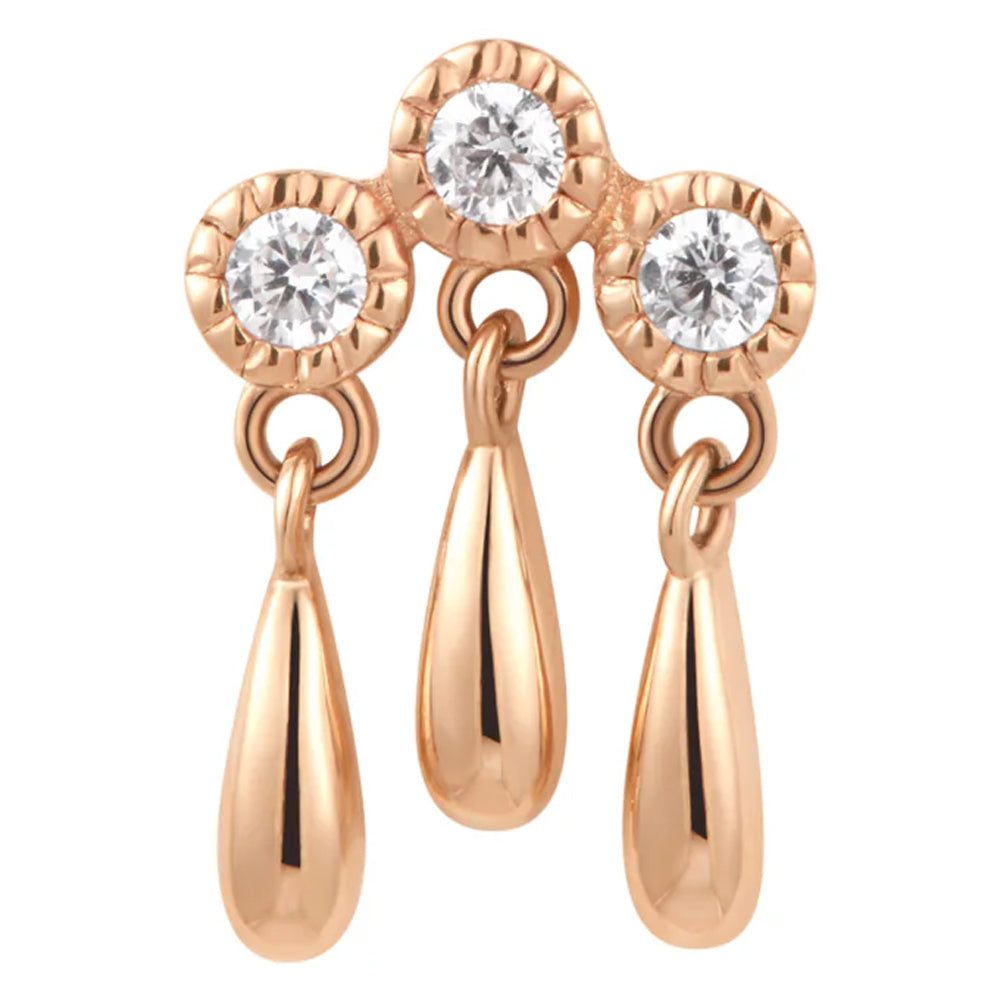 Ember Body Jewelry threadless: "Shrine" End with Dangle in Gold with ...