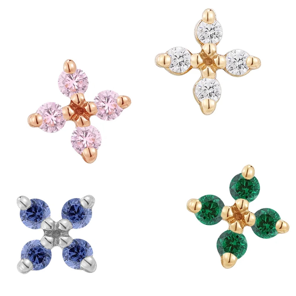 Ember Body Jewelry threadless: "Crux" End in Gold with Gemstones ...