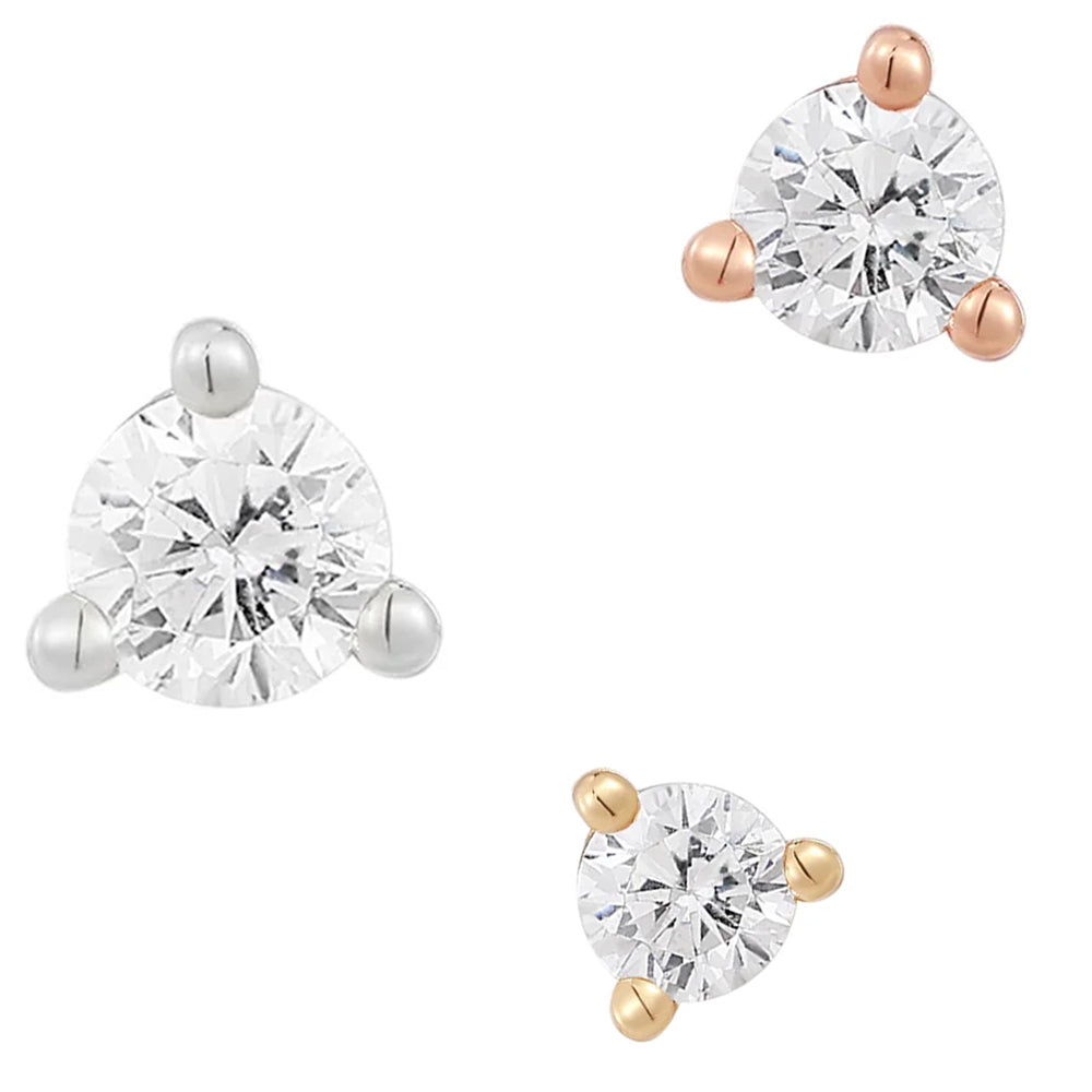 Ember Body Jewelry threadless: "Glint" End in Gold with White CZ ...