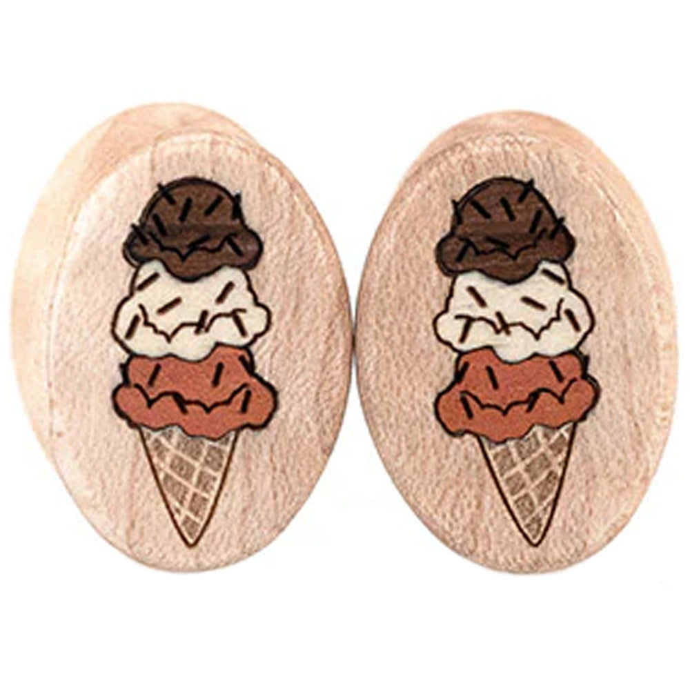 Omerica Organic Ice Cream Wood Oval Inlay Plugs – Starfire Body Jewelry ...