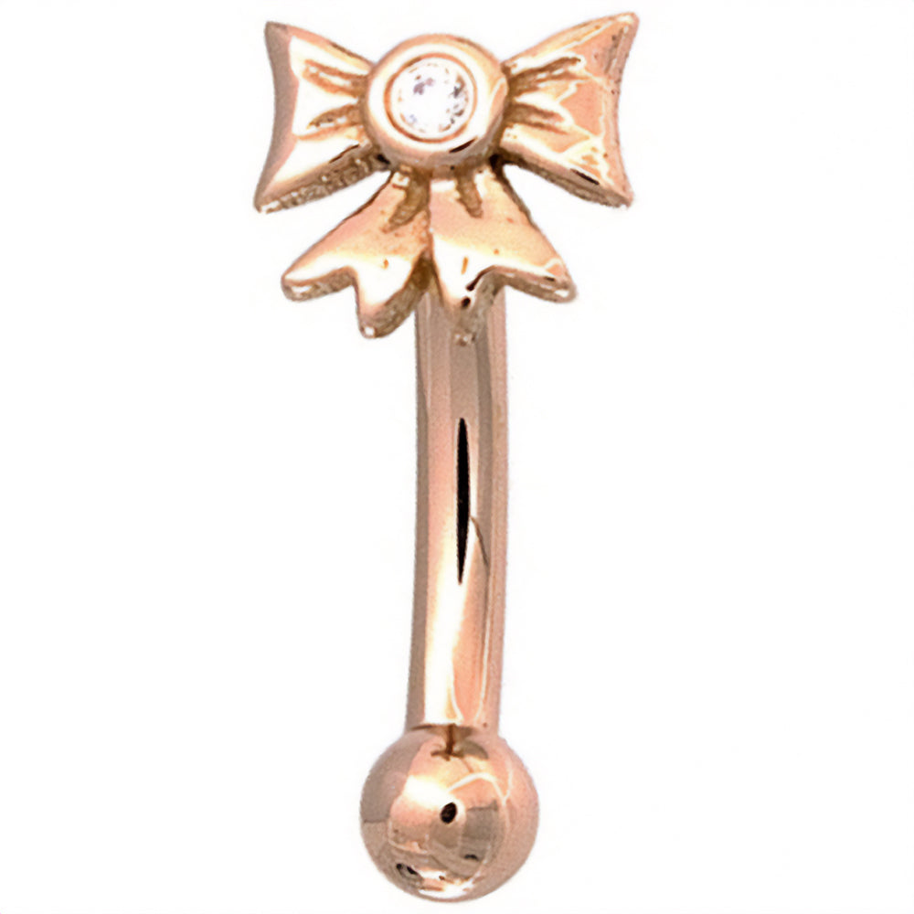 BVLA - Body Vision Gift Bow Gold Curved Barbell with White CZ ...