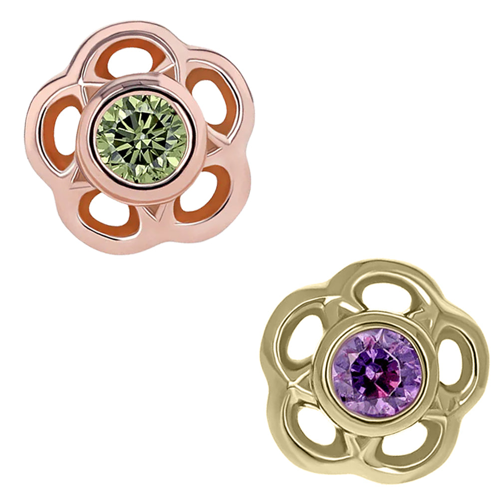 Anatometal threadless: 2mm "Tama" End in Gold with Brilliant-Cut Gem ...