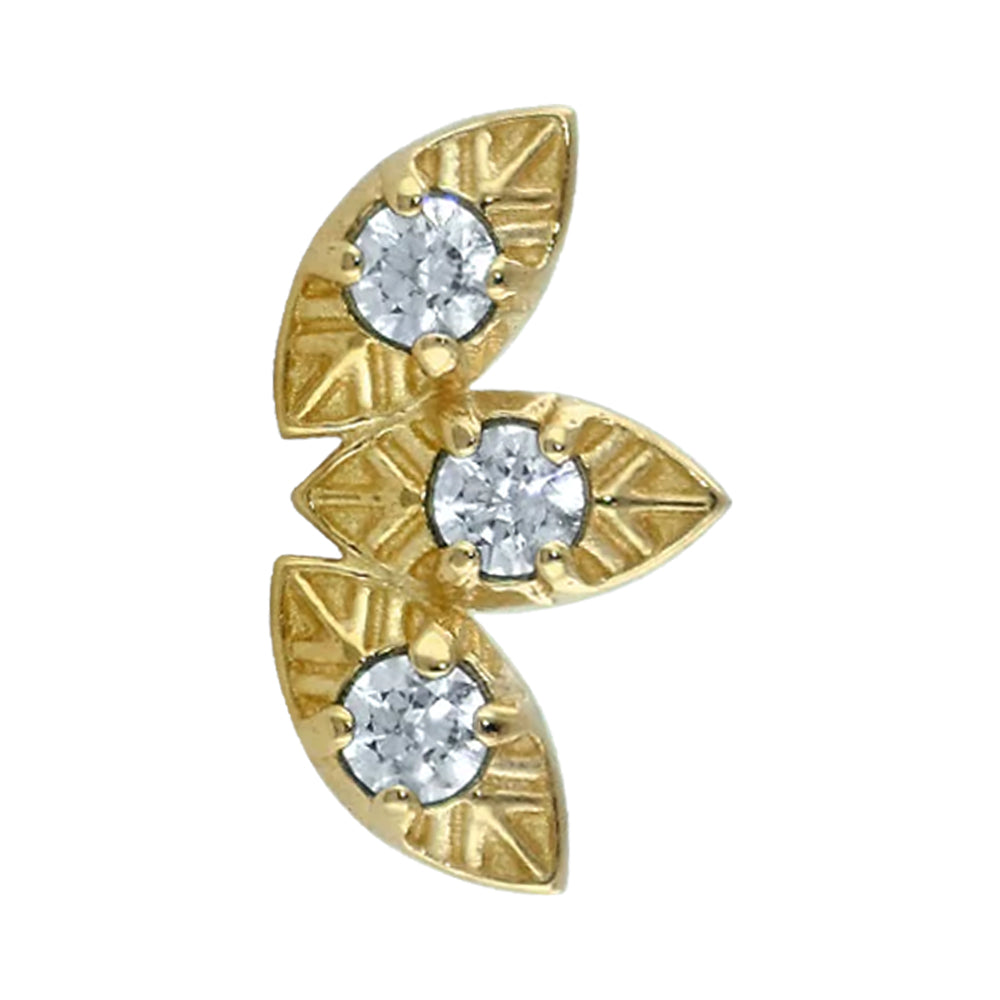 Anatometal "Noble Fan" Threaded End in Yellow Gold with 1.5mm Brilliant ...
