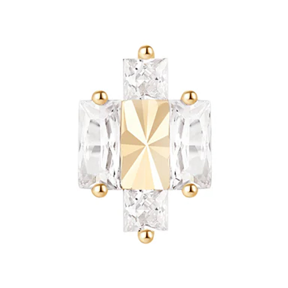 Ember Body Jewelry threadless: "Speak Easy" End in Gold with White CZ's ...