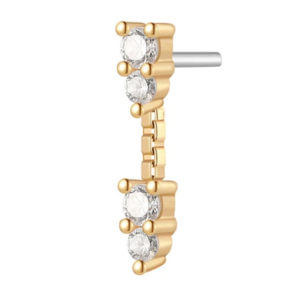 Ember Body Jewelry threadless: "Tinker" End with Dangle in Gold with ...