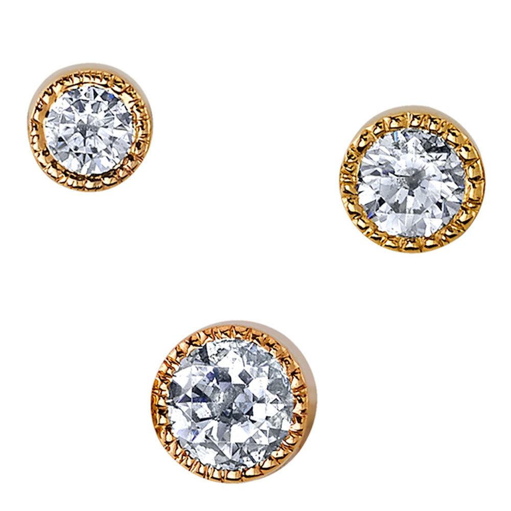 BVLA - Body Vision threadless: Serrated Bezel-Set Pin in Gold with ...