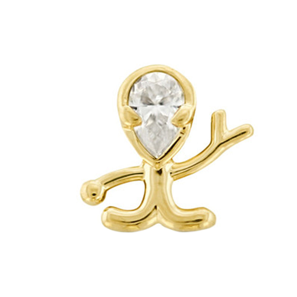 Industrial Strength threadless: "Alien" with Faceted Gem End in Gold ...