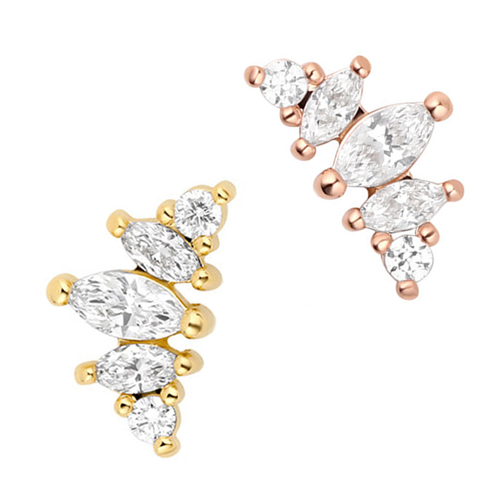 Industrial Strength threadless: "Diadem" with Faceted Gems End in Gold ...