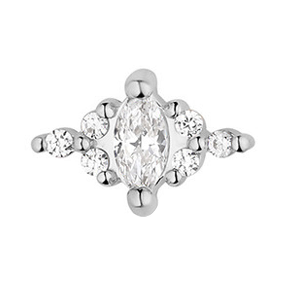 Industrial Strength "Venus" with Faceted Gems Threaded End in White ...