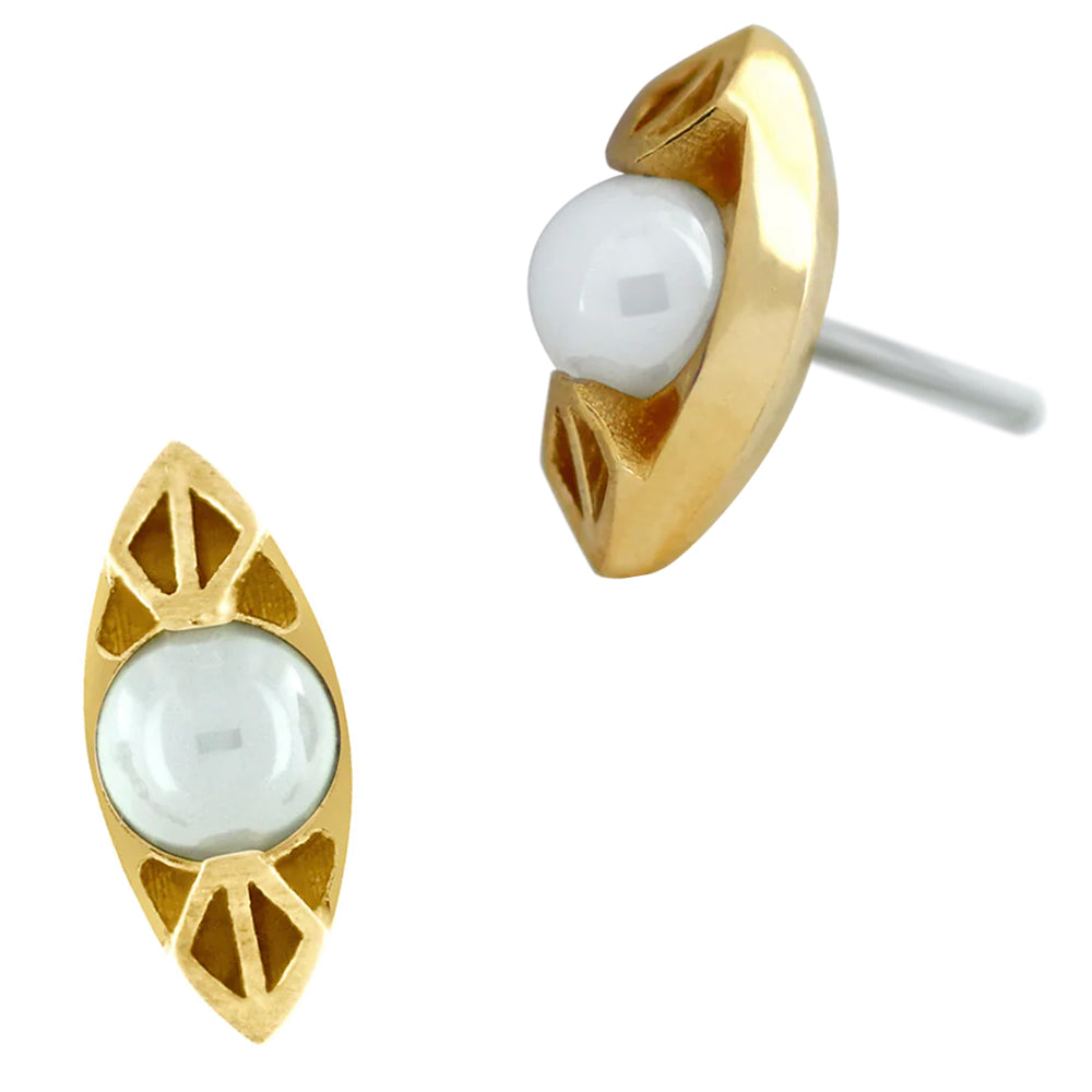 Anatometal threadless: "Cilia" End in Gold with Ceramic Pearl ...