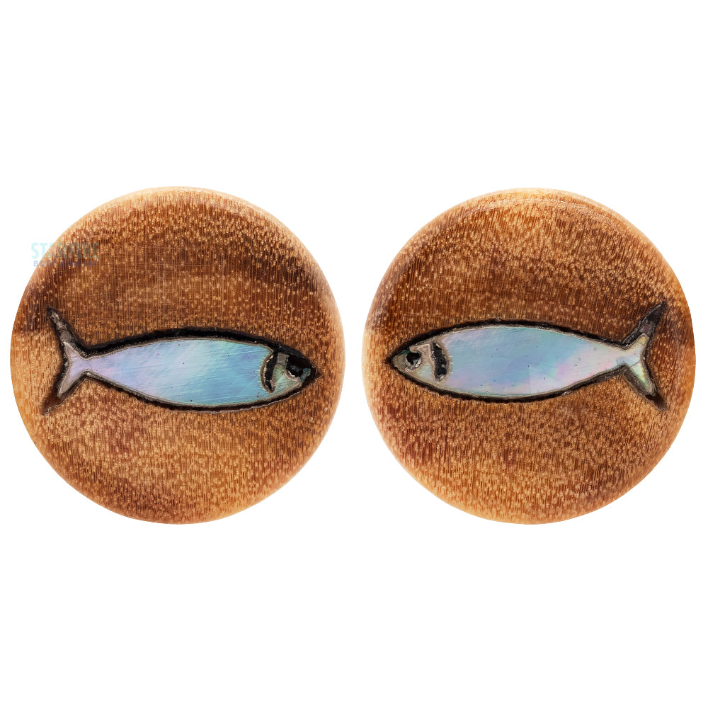 Omerica Organic Little Fish Inlay Wood Plugs – Starfire Body Jewelry ...
