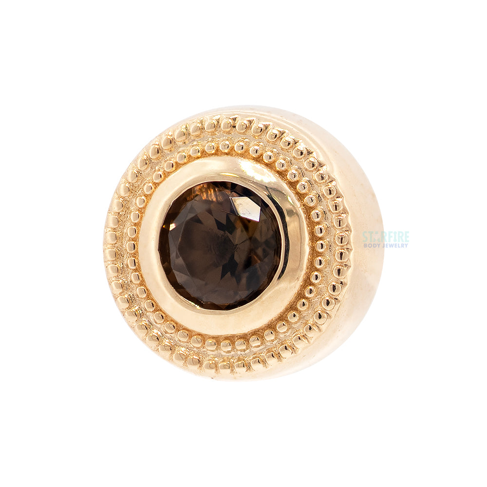 Alchemy Adornment Milgrain Threaded End in Gold with Smoky Quartz ...