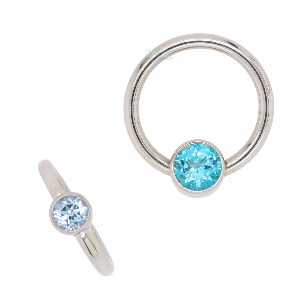 Anatometal Captive Bead Ring (CBR) with Bezel-set Genuine Topaz ...