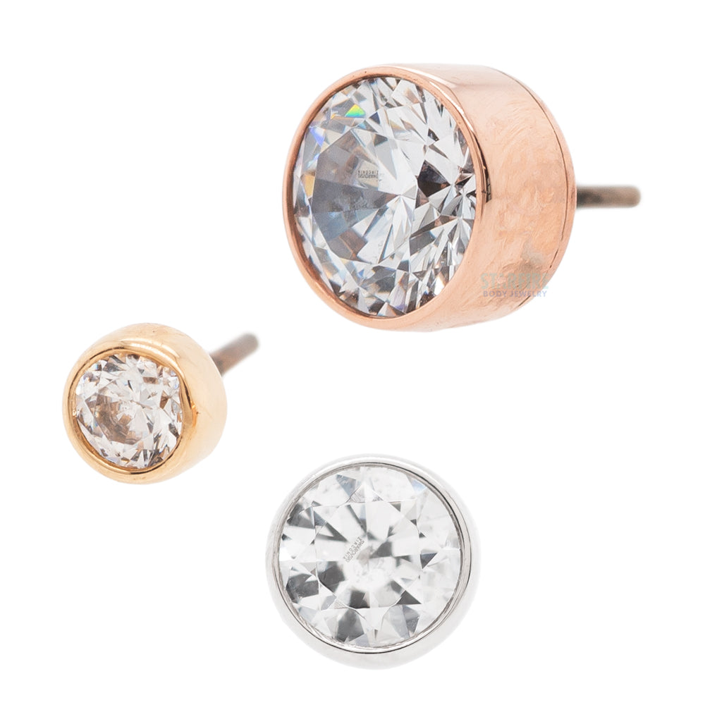 BVLA - Body Vision threadless: Bezel-Set White CZ Pin in Gold ...