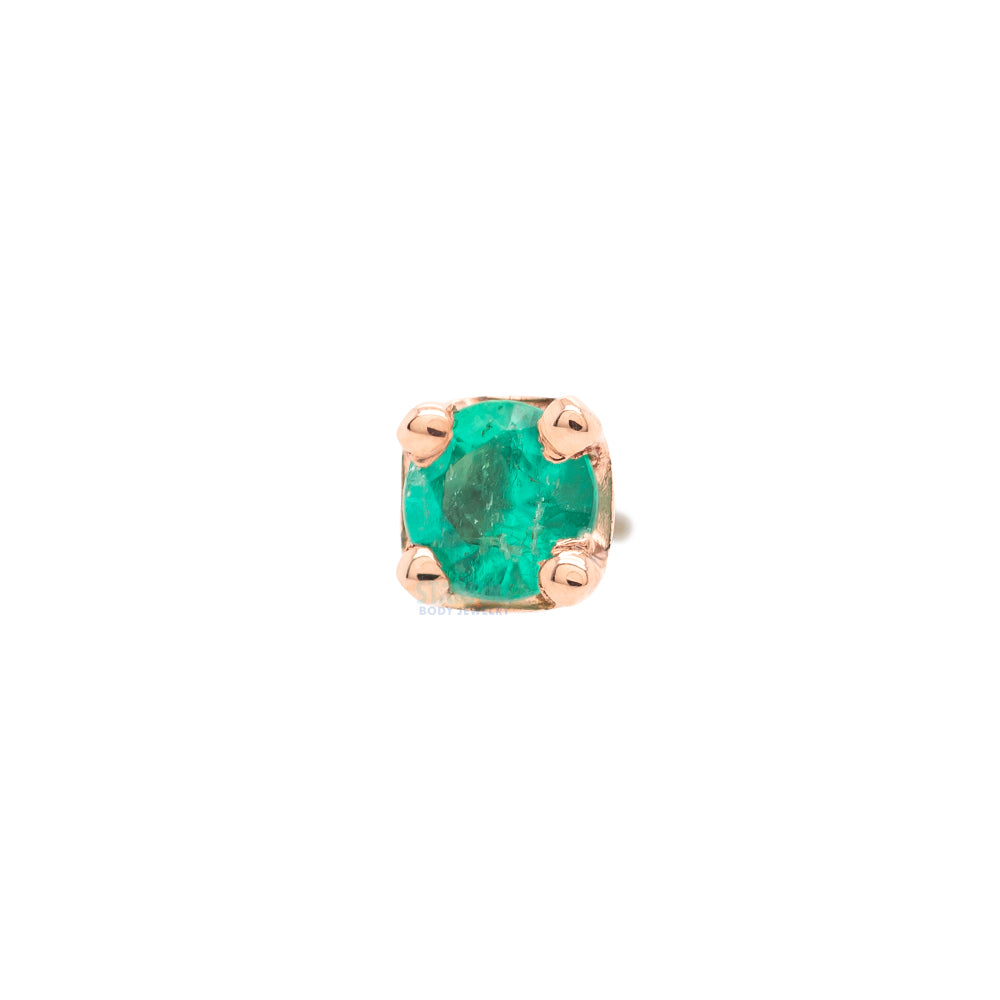 BVLA - Body Vision threadless: Four Prong Pin in Gold with Emerald ...