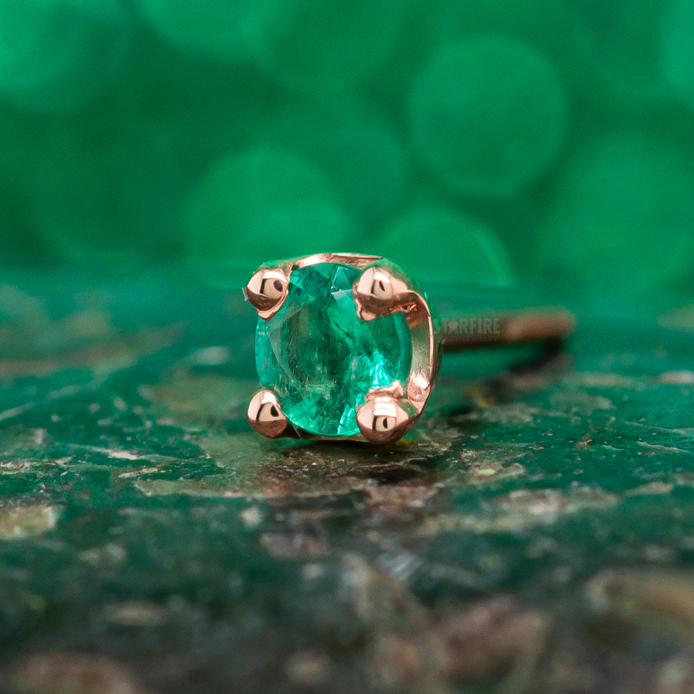 BVLA - Body Vision threadless: Four Prong Pin in Gold with Emerald ...