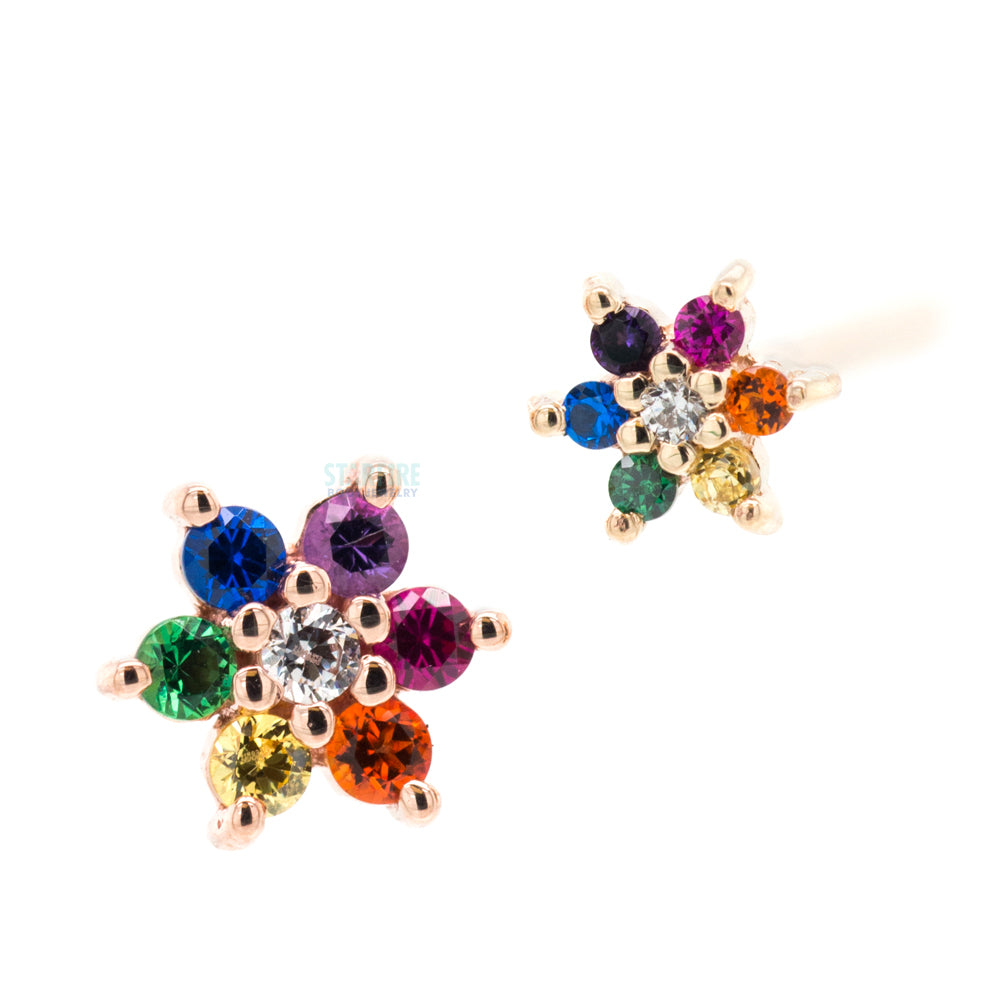BVLA - Body Vision Flower #2 Nostril Screw in Gold with Rainbow CZ's ...